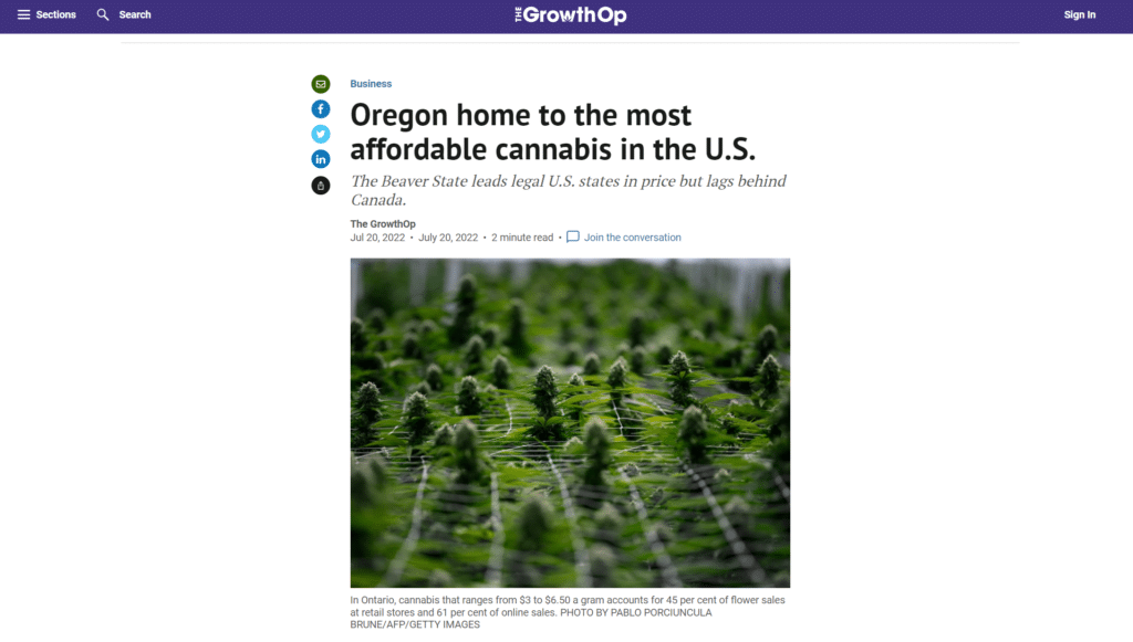 The Growth Op: Oregon home to the most affordable cannabis in the U.S. | BDSA