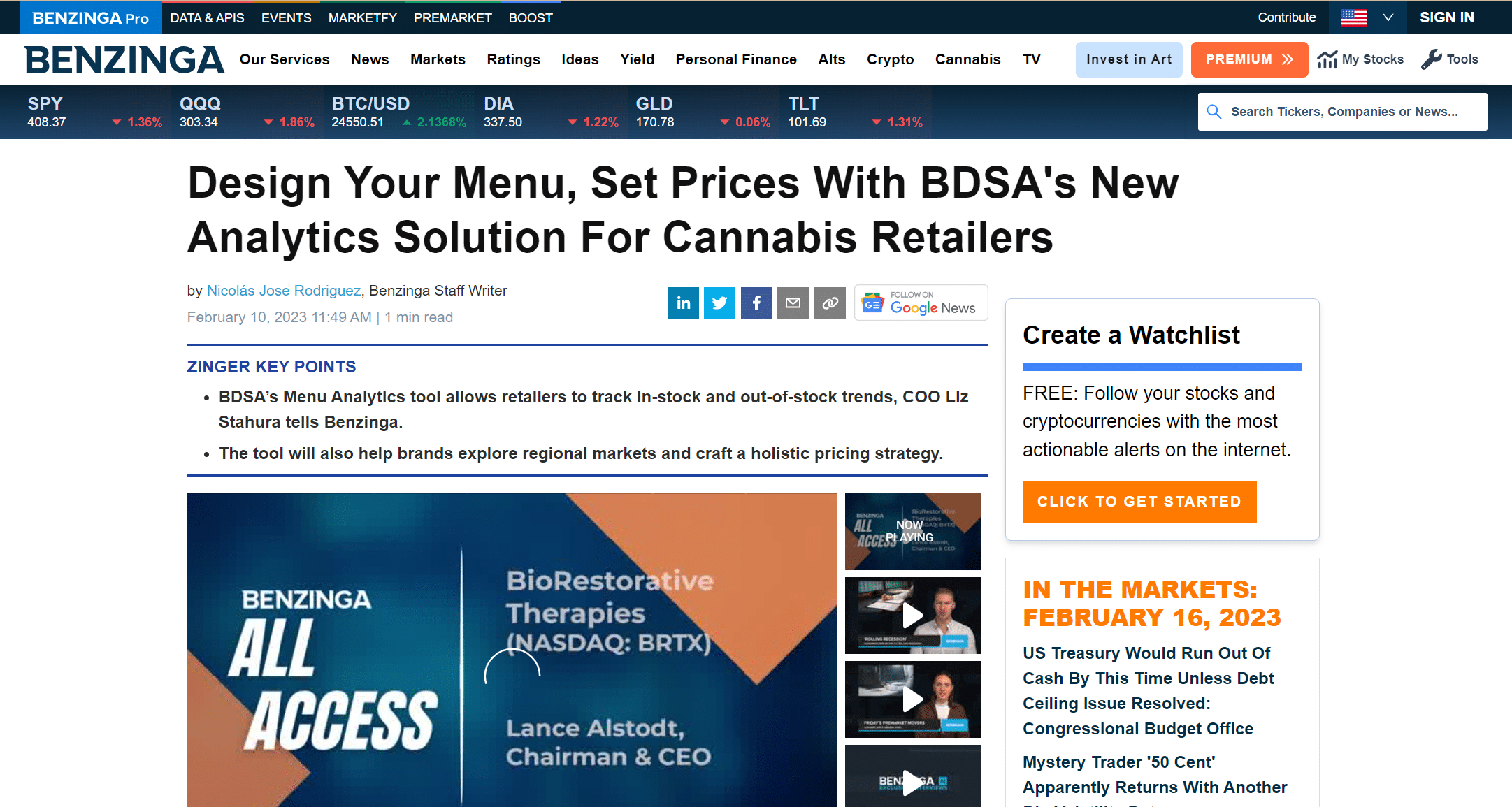 BENZINGA: Design Your Menu, Set Prices With BDSA's New Analytics ...
